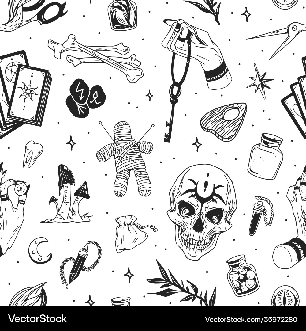 Witchcraft Seamless Pattern Royalty Free Vector Image