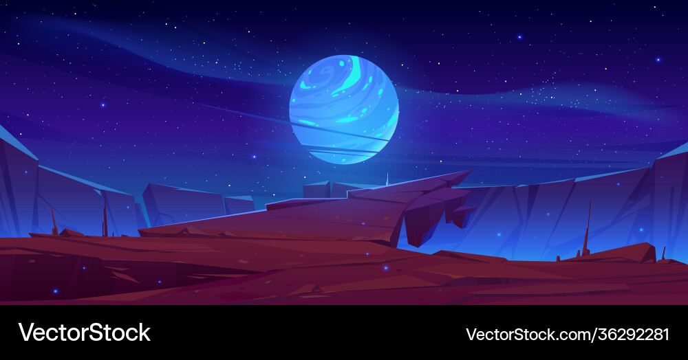 Alien planet surface landscape background view Vector Image