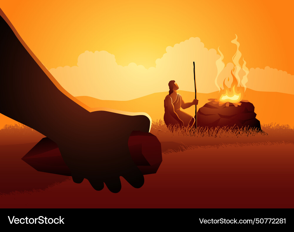 Biblical silhouette cain and abel close up Vector Image