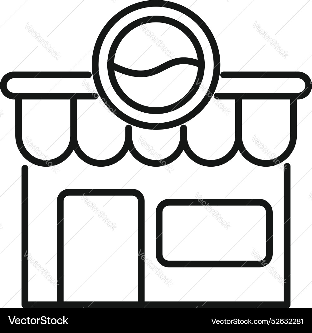 Coffee shop building facade with canopy icon Vector Image