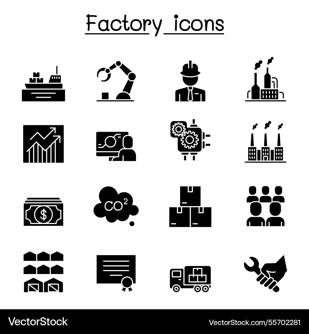 Factory industrial building manufacturing icon Vector Image