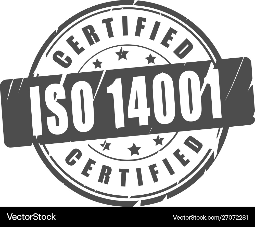 Iso 14001 certified stamp Royalty Free Vector Image