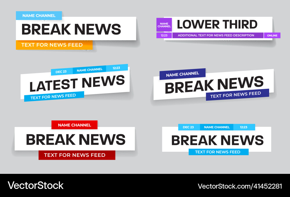 Lower third with bright rectangular title plates Vector Image