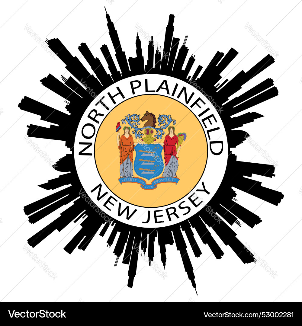 North plainfield skyline new jersey flag usa Vector Image