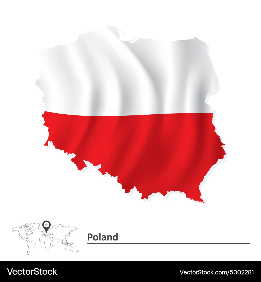 Poland Map with Flag Royalty Free Vector Image