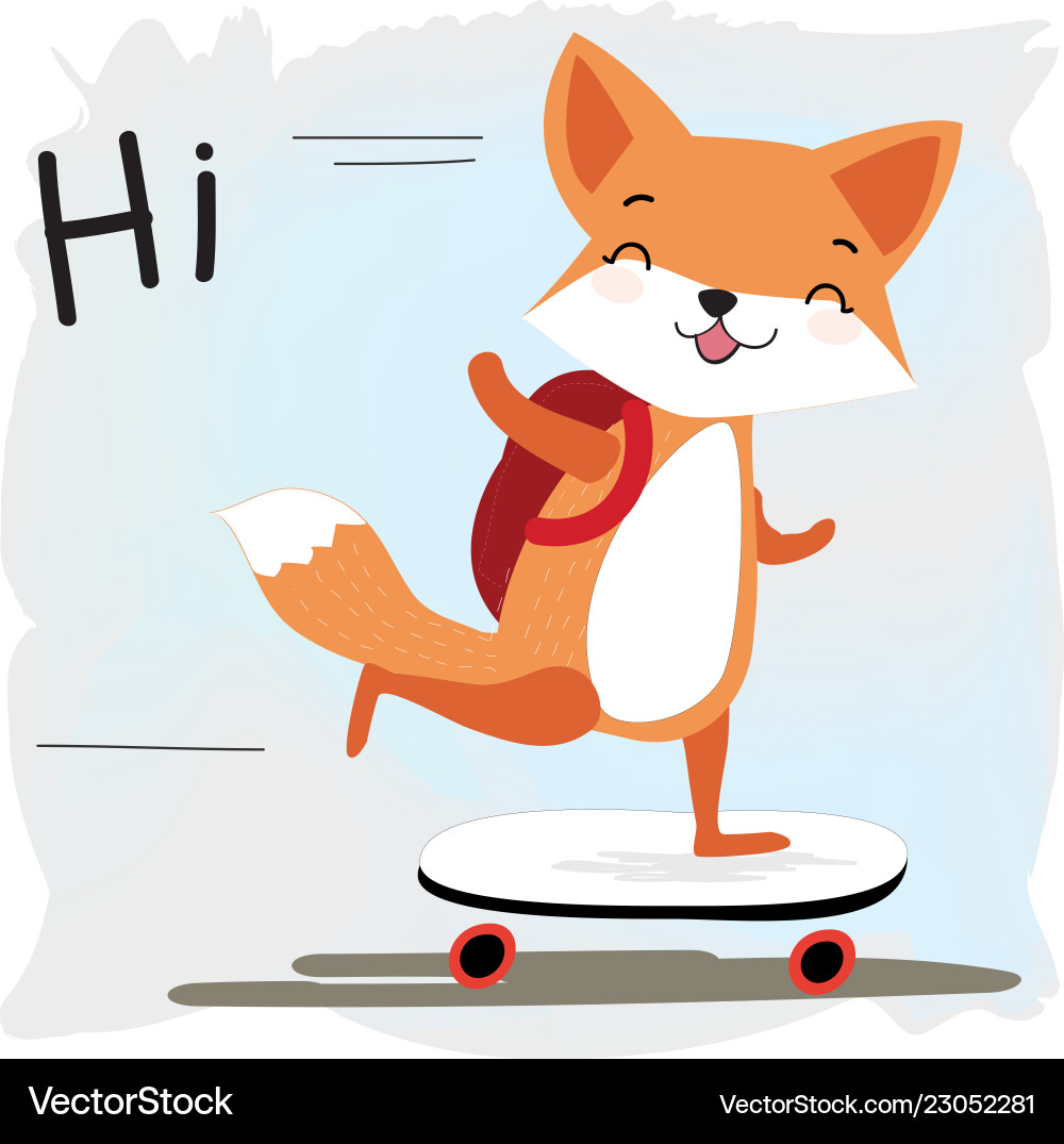 Say hi fox cartoon Royalty Free Vector Image - VectorStock