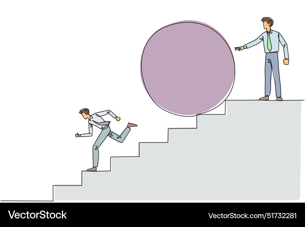 Single one line drawing businessman running down Vector Image