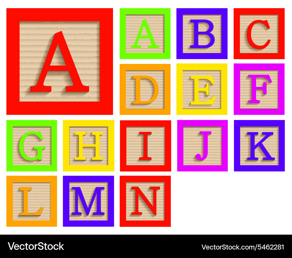 Wooden Alphabet Blocks Set Royalty Free Vector Image