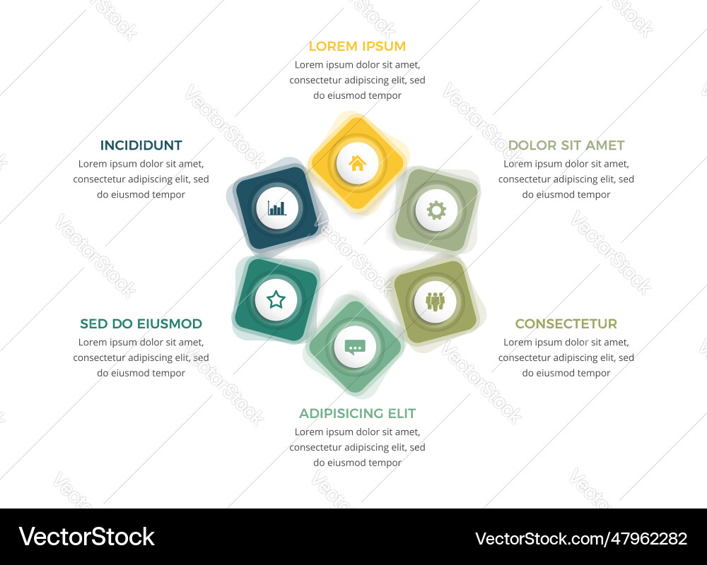 Circle diagram with six elements Royalty Free Vector Image