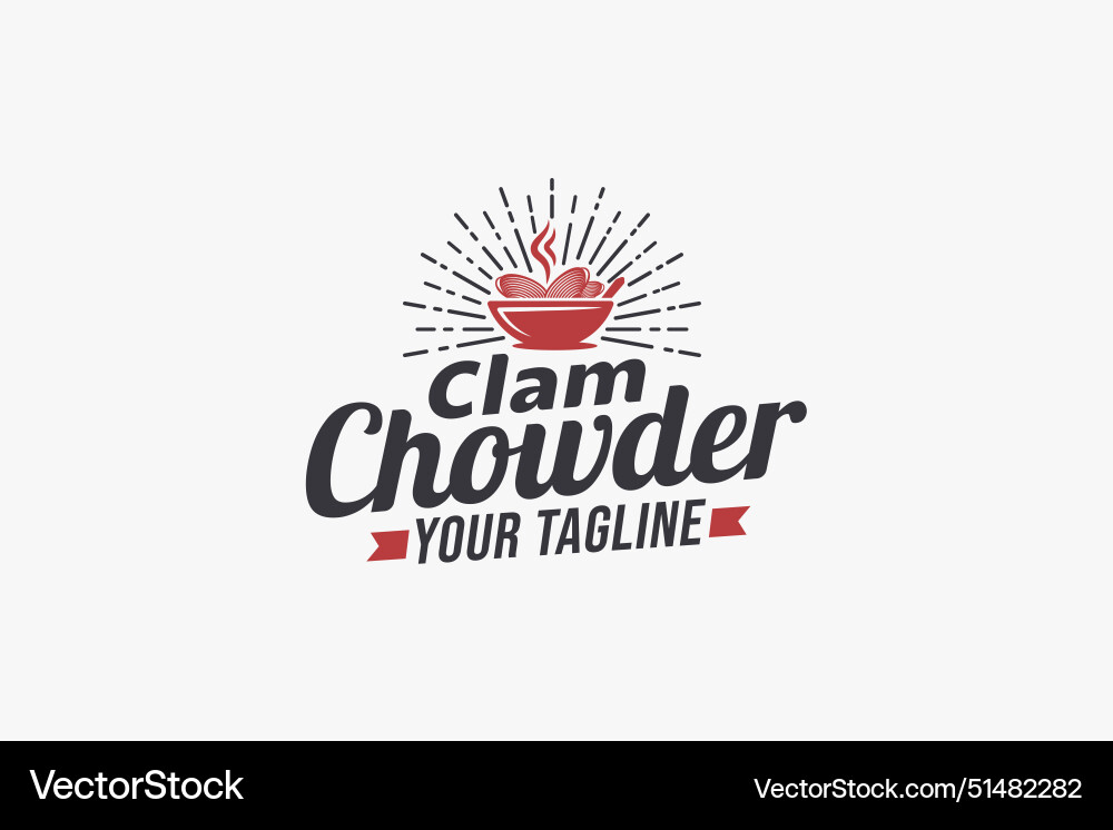 Clam chowder logo with a combination of bowl Vector Image