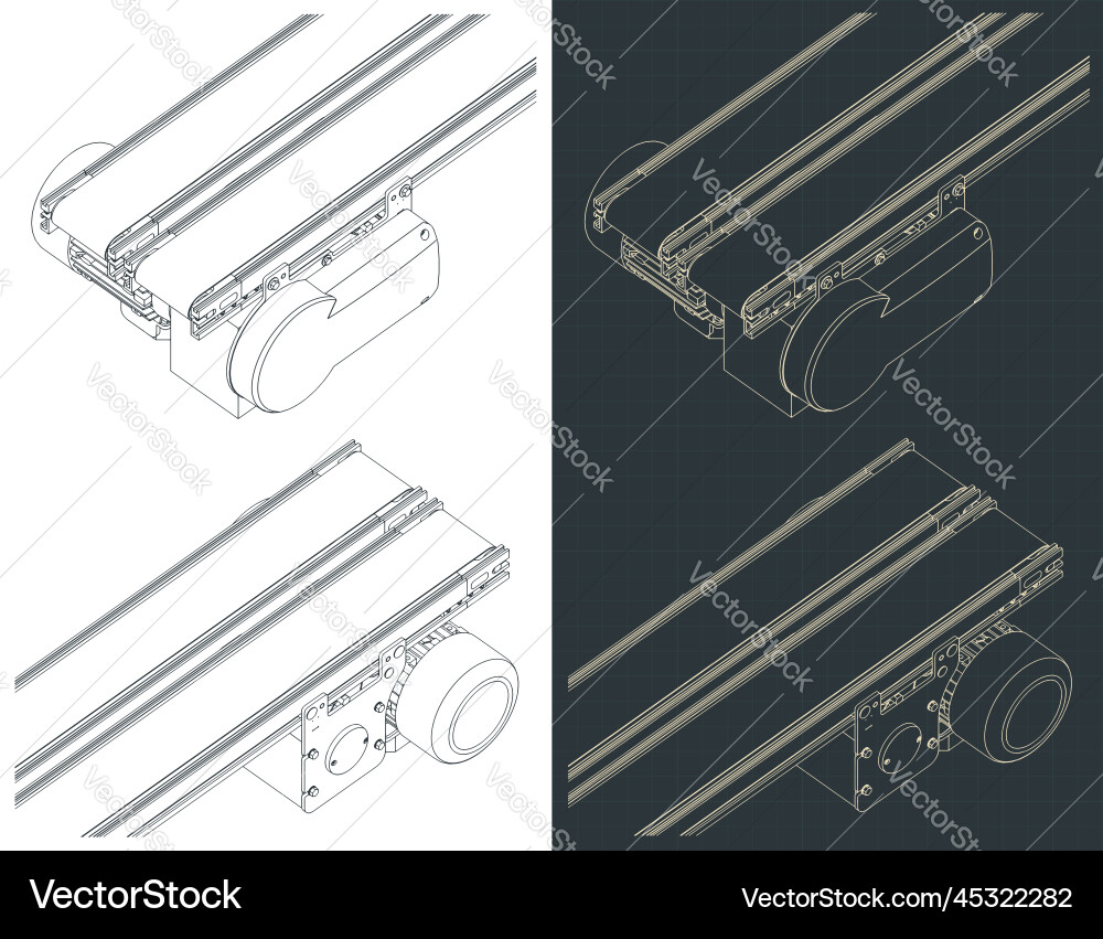 Double belt conveyor isometric close up Royalty Free Vector