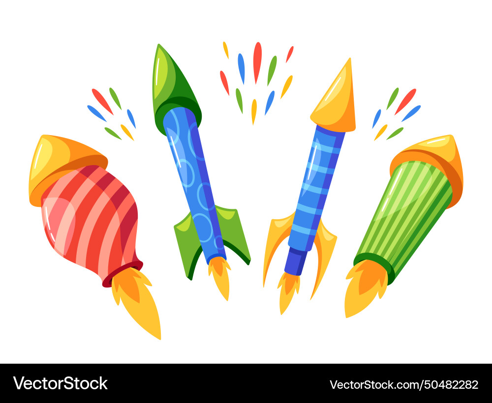 Firework rockets pyrotechnic devices designed Vector Image