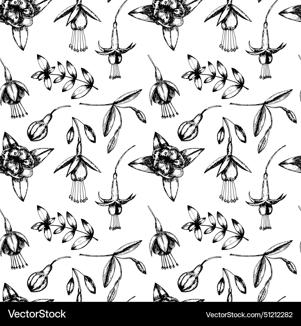 Fuchsia flowers seamless pattern Royalty Free Vector Image