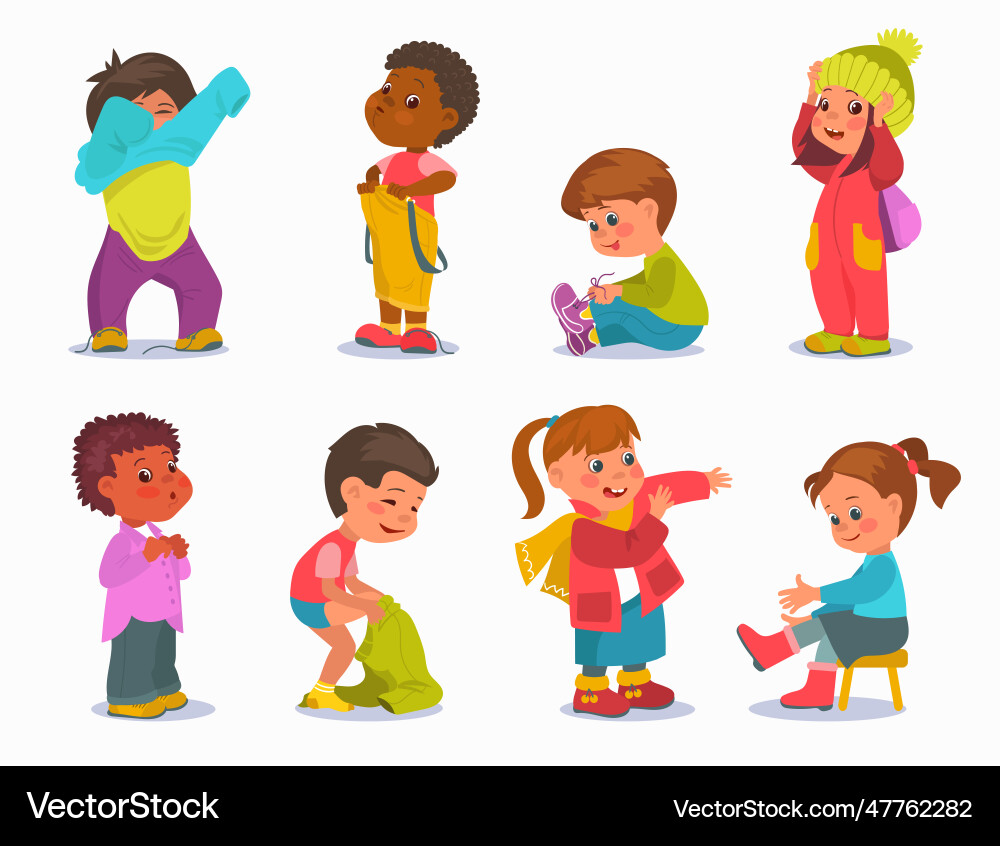 Happy Children Dressing Up Royalty Free Vector Image