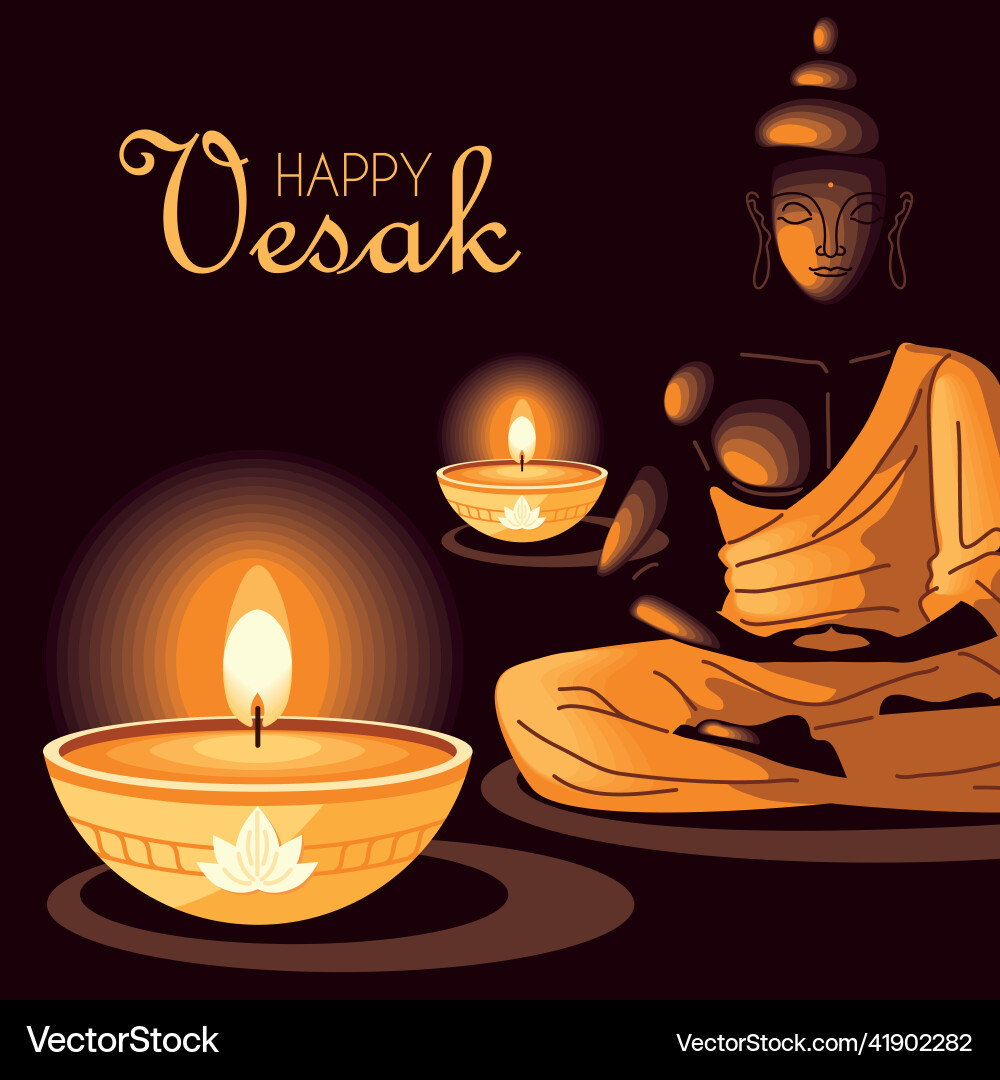 Happy vesak greeting card Royalty Free Vector Image