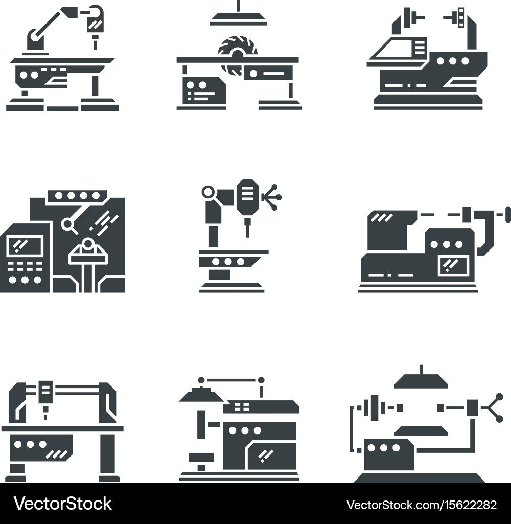 Industrial Machine Tools Icons – Royalty-Free Vector | VectorStock