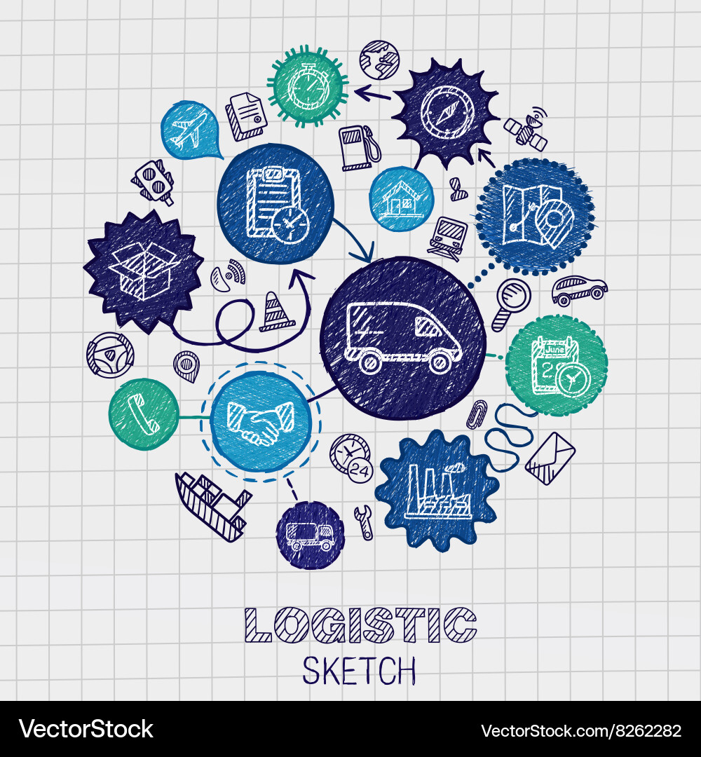 Logistic Hatch Icons - Doodle Set Royalty Free Vector Image