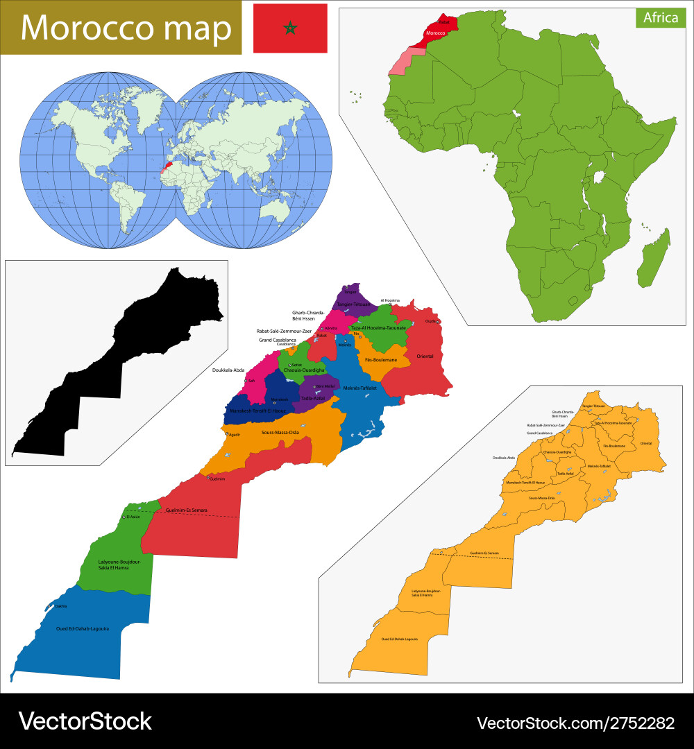 Morocco map Royalty Free Vector Image - VectorStock