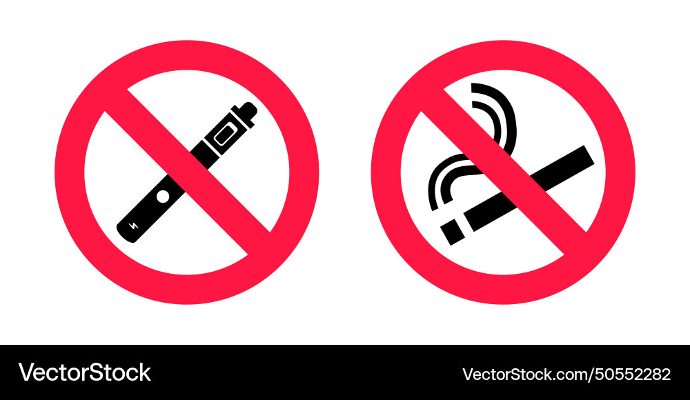 No smoking vaping signs set forbidden sign Vector Image