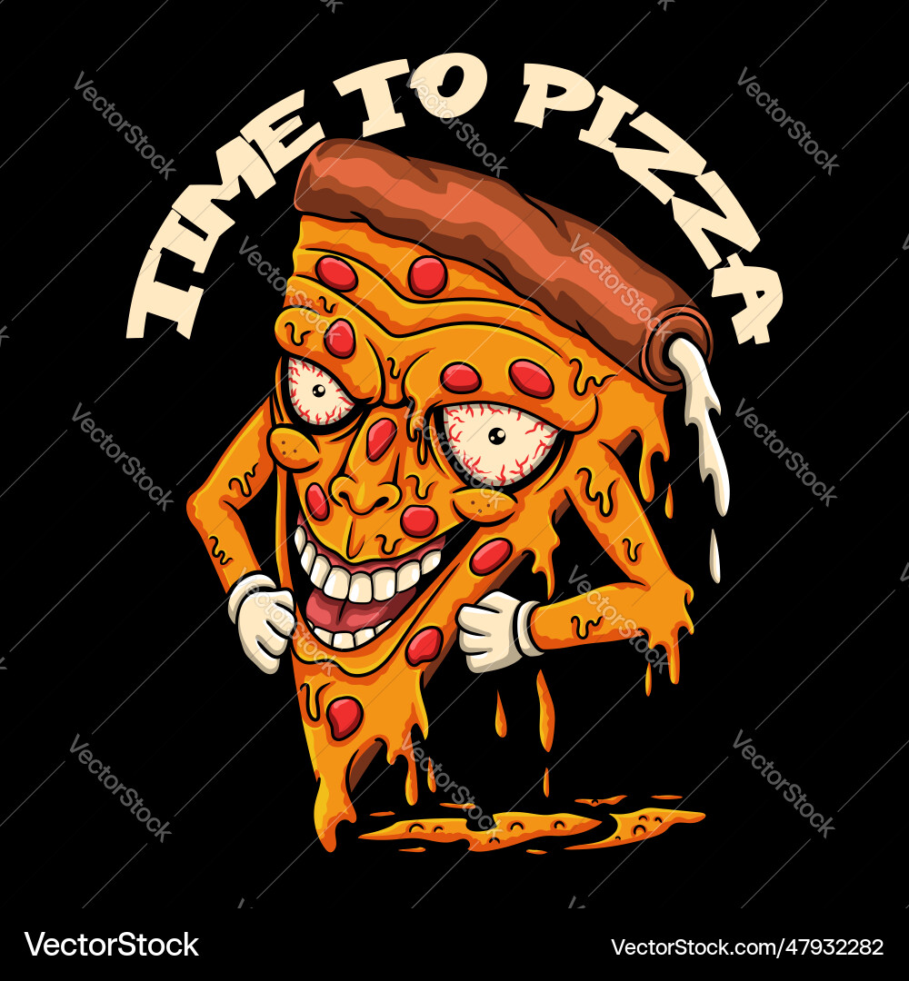 Pizza character angry smile Royalty Free Vector Image