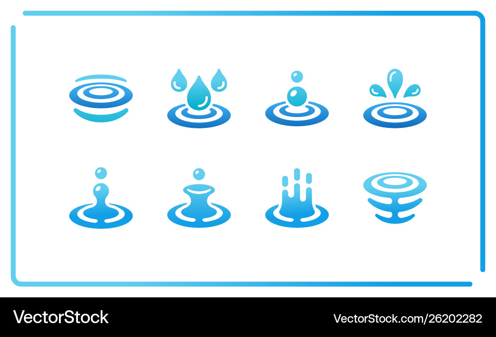 Water and ripple icon set Royalty Free Vector Image