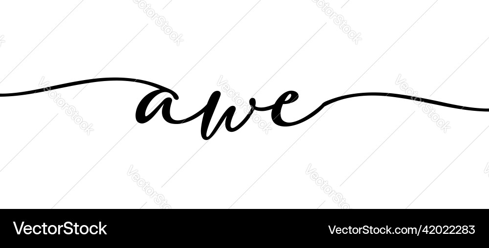 Awe - continuous one line calligraphy Royalty Free Vector