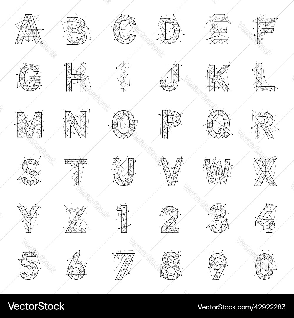 Constellation letters and numbers character made Vector Image