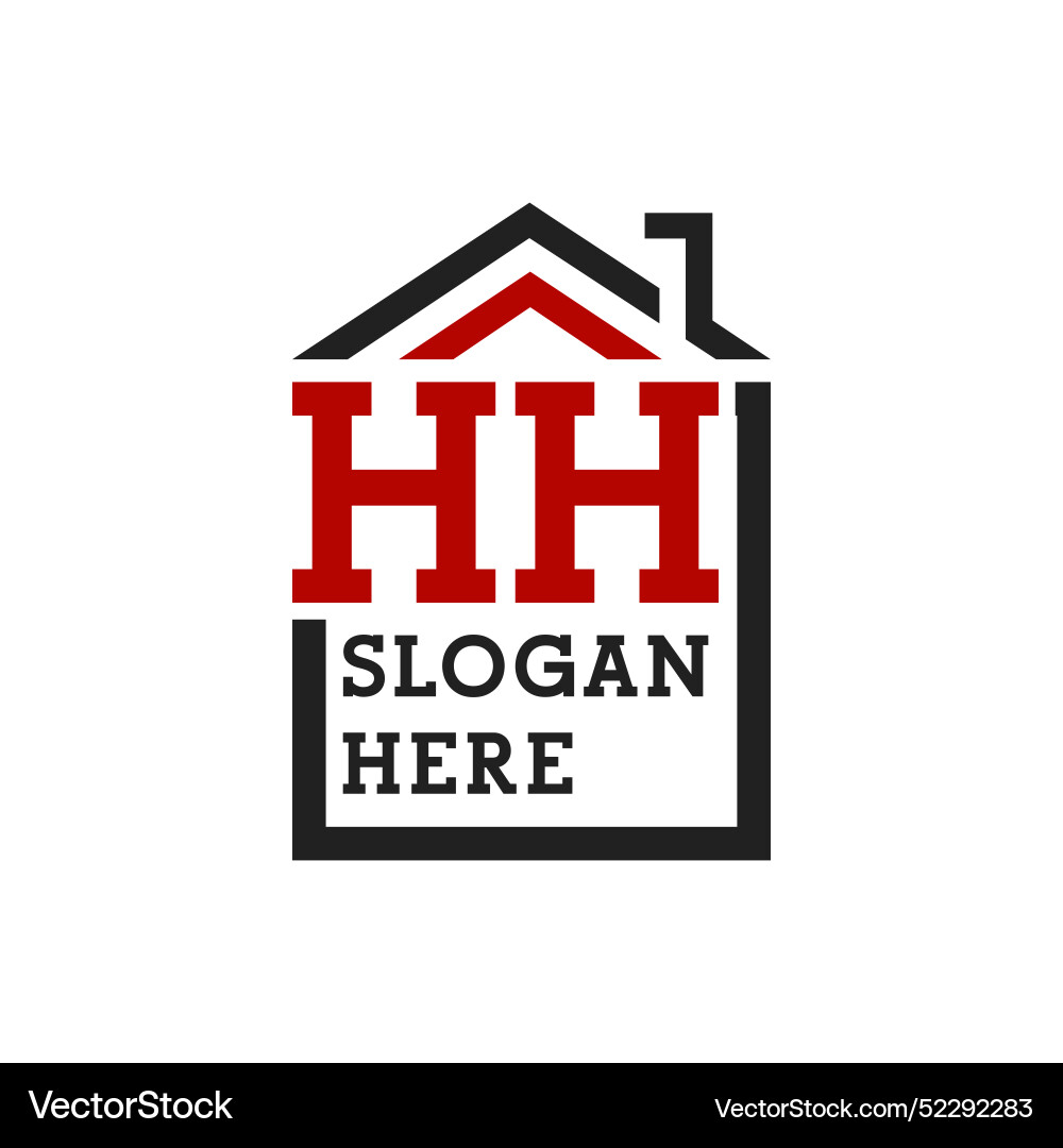 Initial hh house logo for roofing letter real Vector Image
