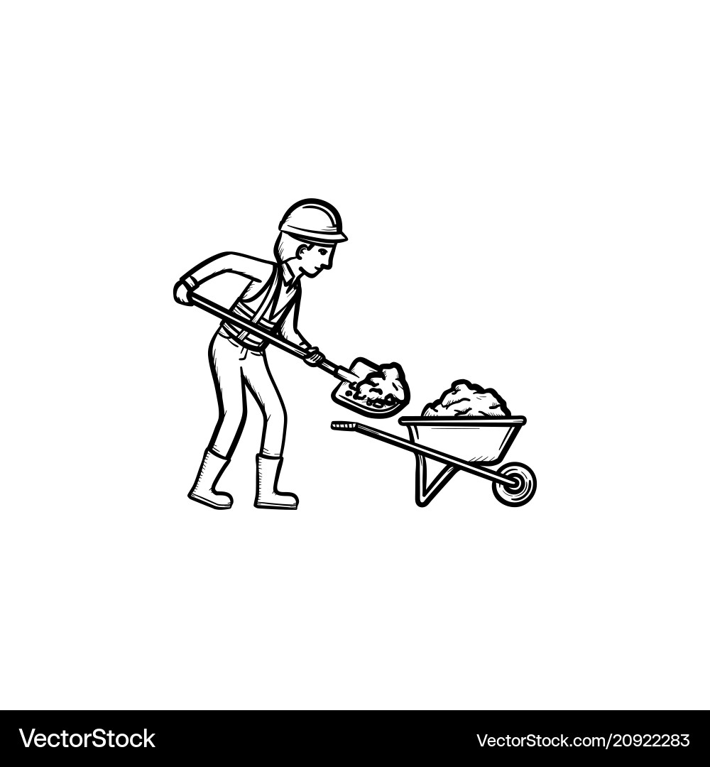 Mining worker hand drawn outline doodle icon Vector Image