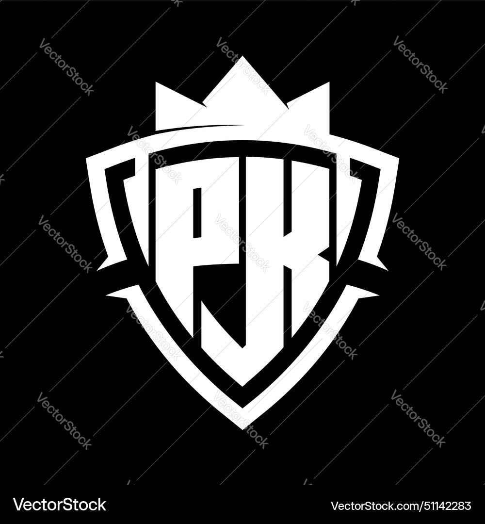 Pk letter monogram with triangle curve shield Vector Image