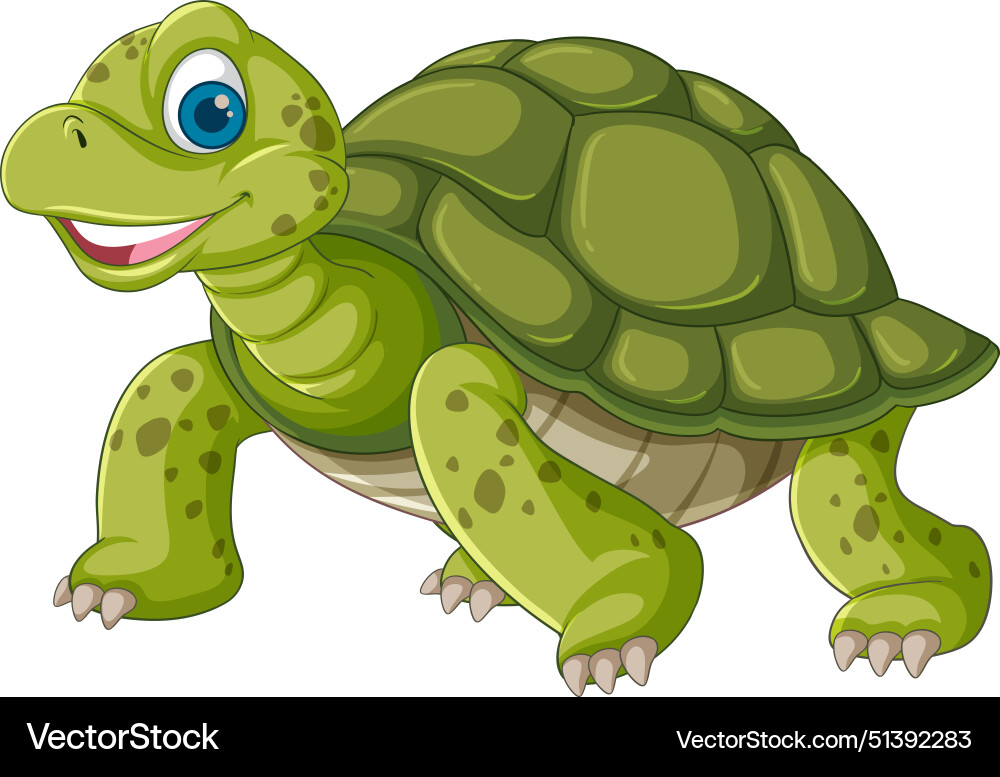 Smiling turtle with a green shell Royalty Free Vector Image