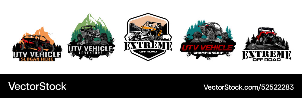 Utv offroading social club logo design set Vector Image