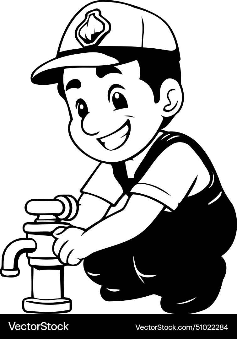 A cute little boy wearing plumber uniform Vector Image