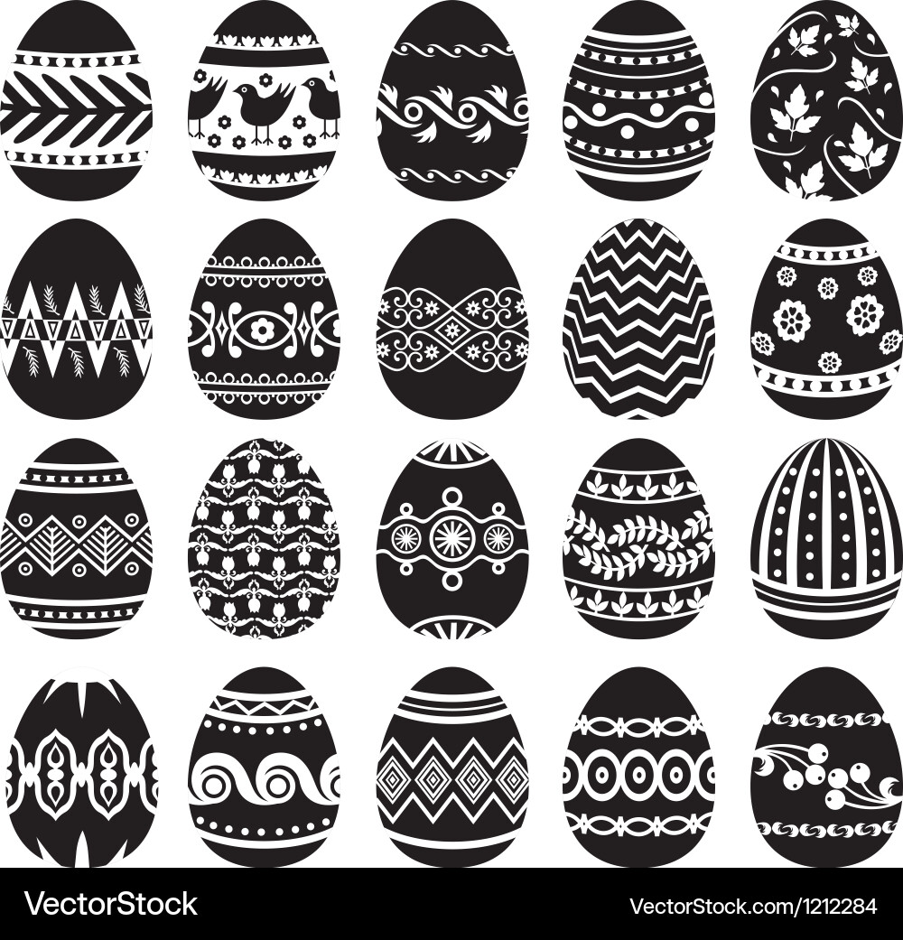 Easter egg set black Royalty Free Vector Image