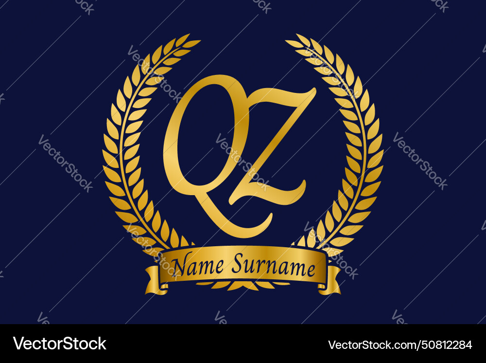 Initial letter q and z qz monogram logo design Vector Image