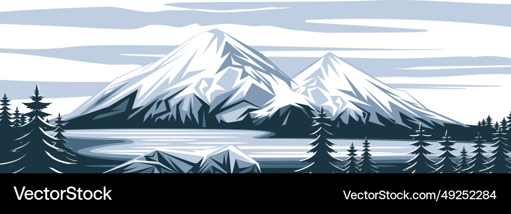 Monochrome nature landscape Royalty Free Vector Image