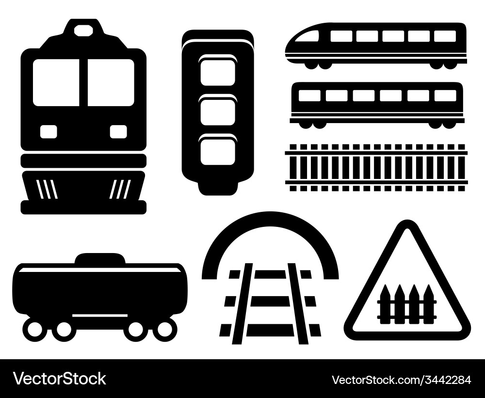 Rail road icons set Royalty Free Vector Image - VectorStock