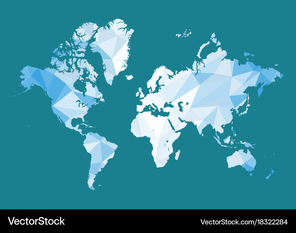 World map in polygon style Royalty Free Vector Image