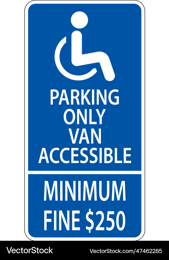 Accessible Handicap Parking Van Sign Royalty Free Vector