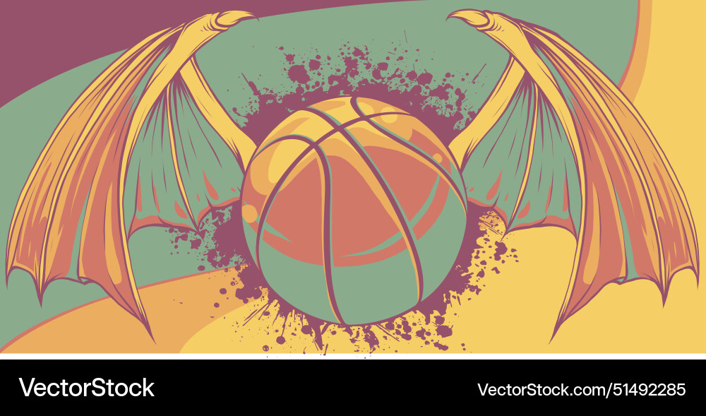 Basketball ball with bat Royalty Free Vector Image