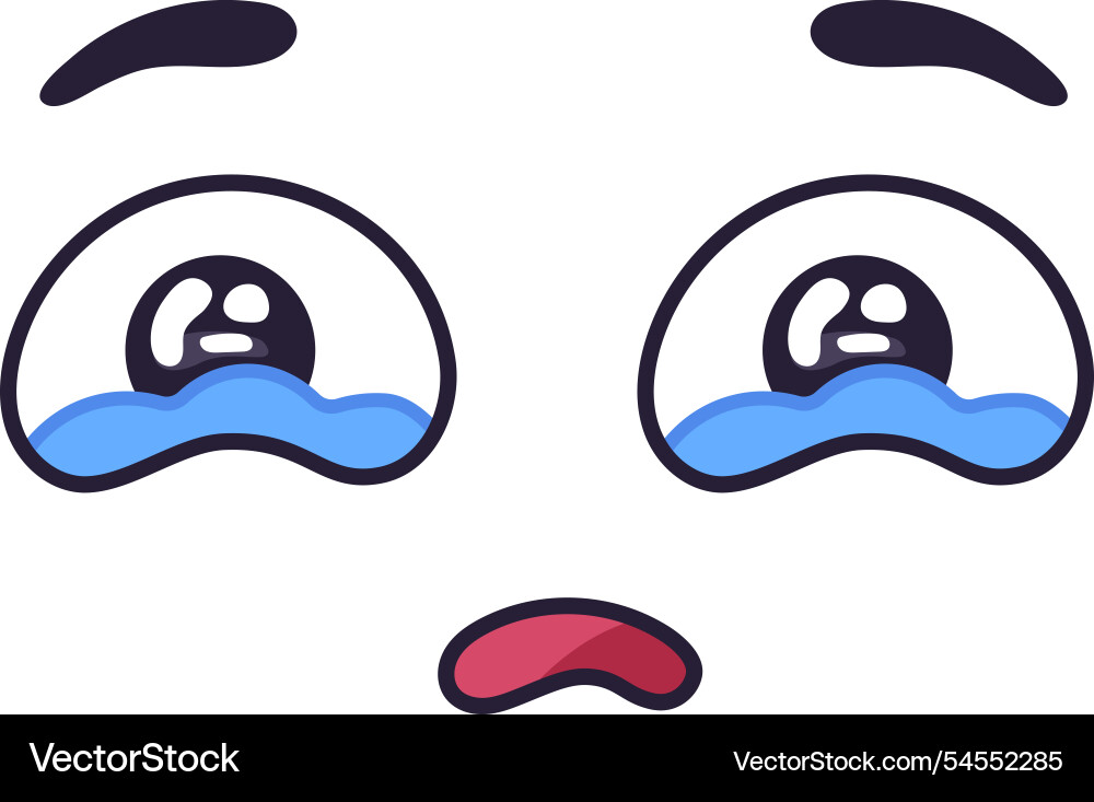 Cartoon face showing a sad expression with big Vector Image