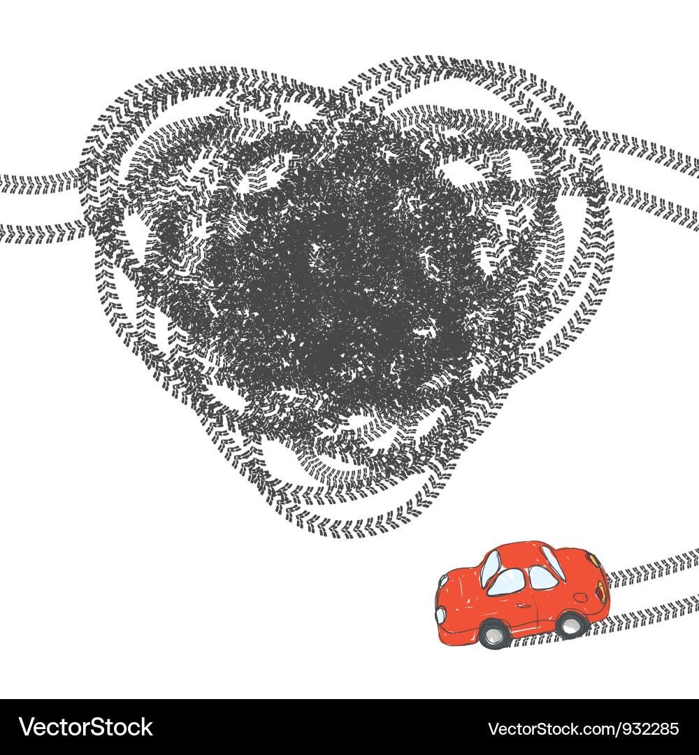 Heart Shaped Tire Tracks Royalty Free Vector Image