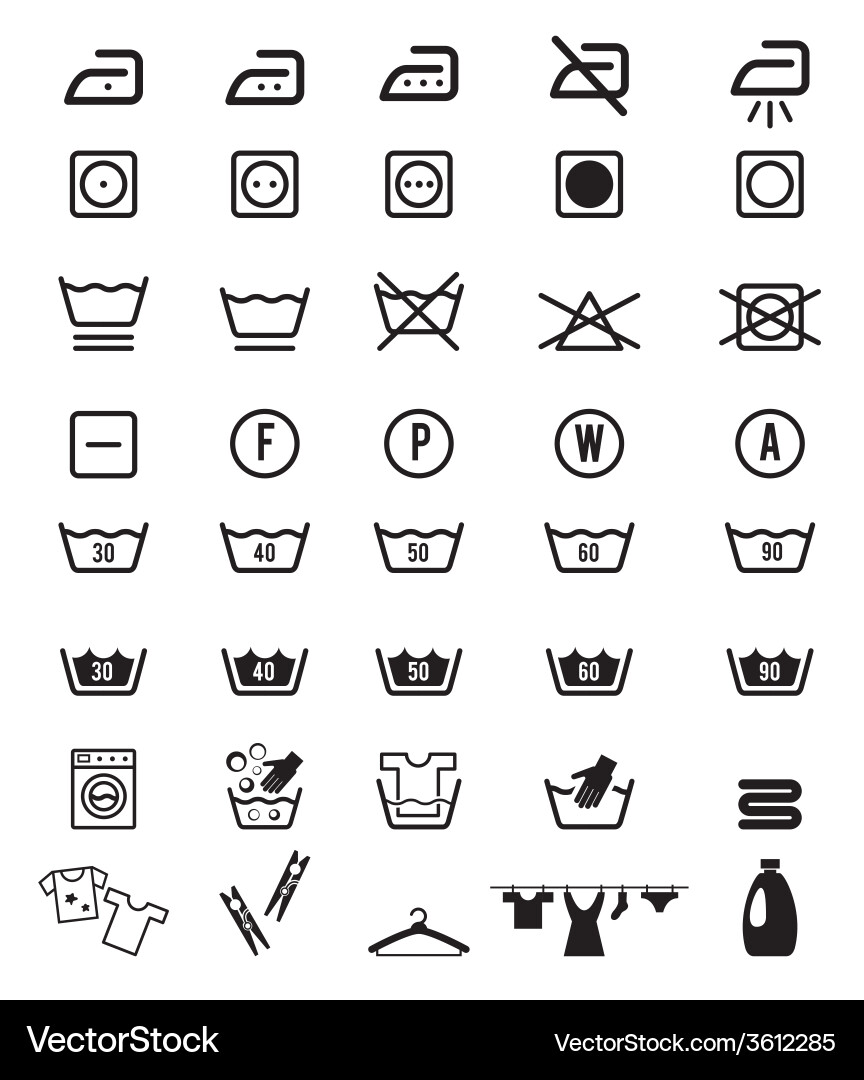 Laundry Care Icons - Washing & Drying Symbols Vector Image