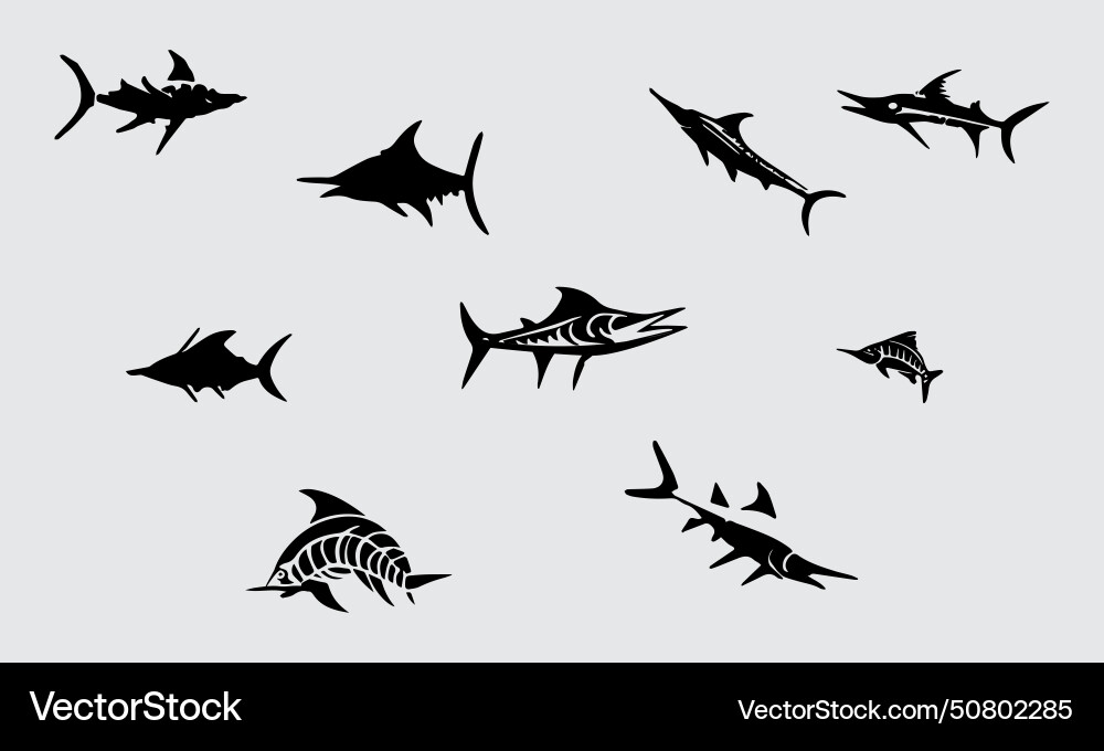 Minimal style icon black marlin Royalty Free Vector Image