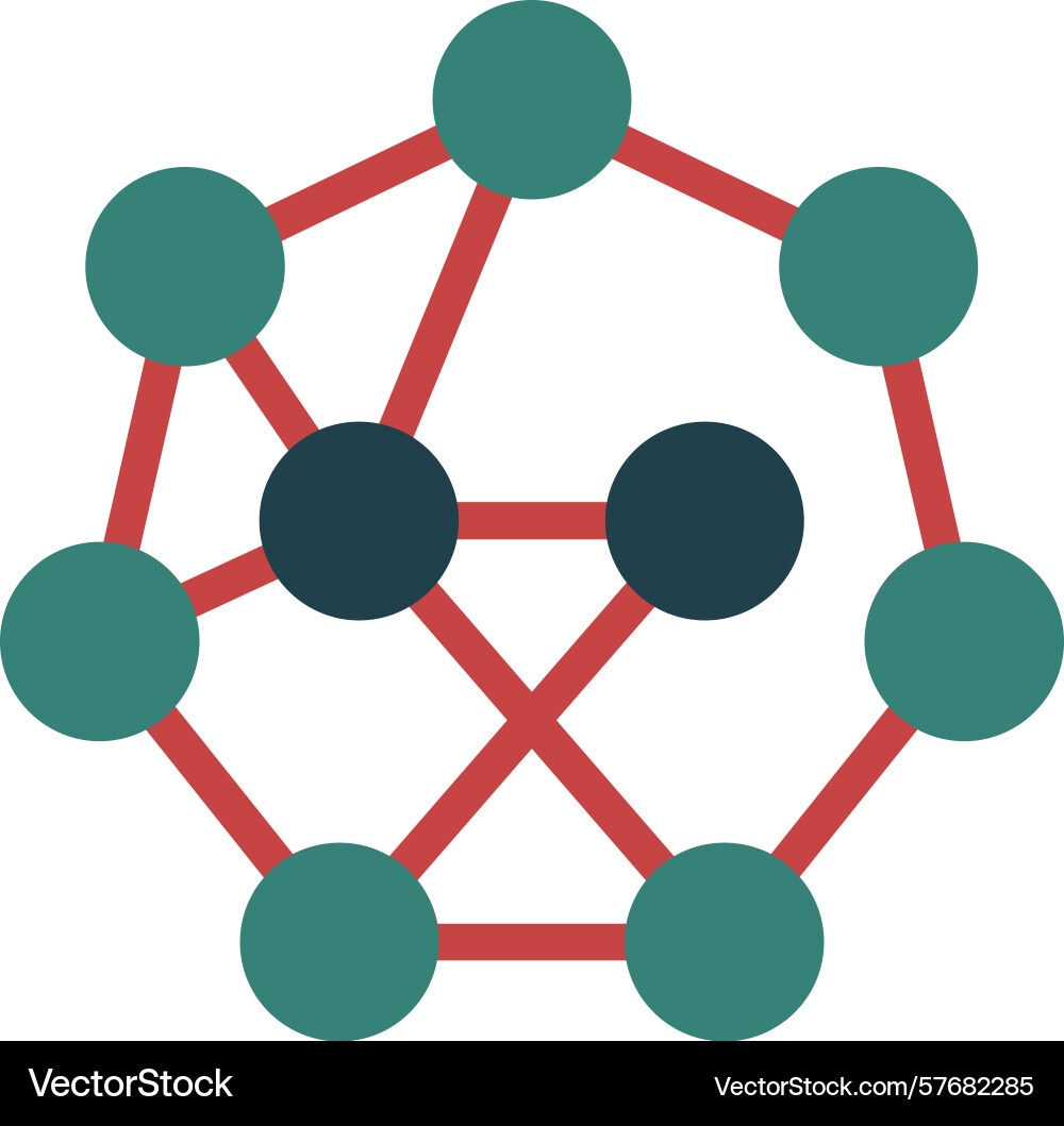 Neural network glyph multi color icon Royalty Free Vector