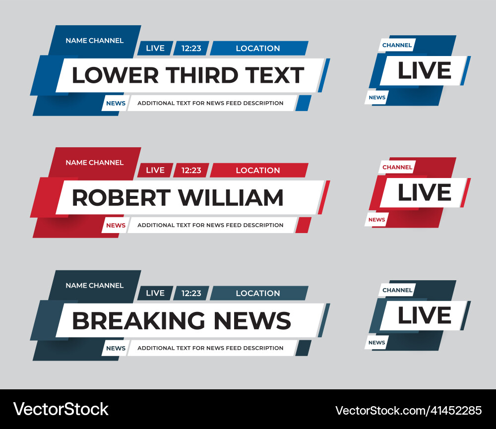 News line with square title plates lower third Vector Image