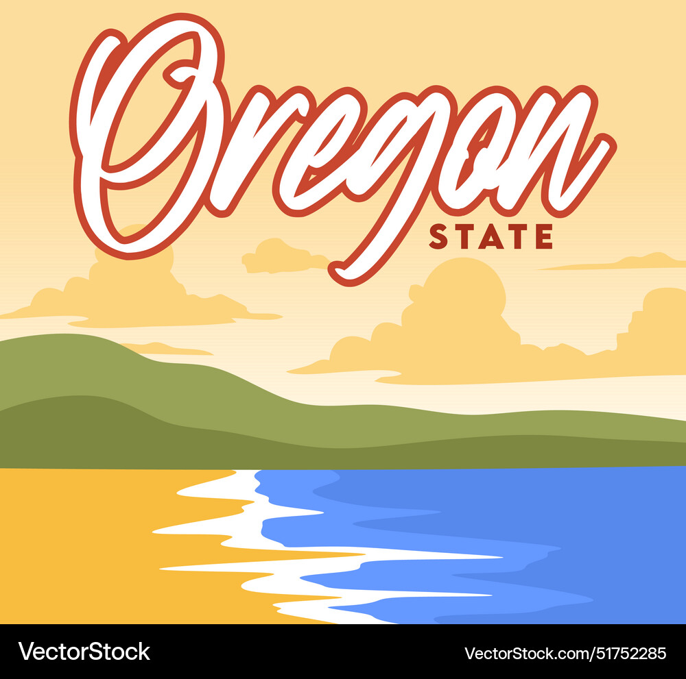 Oregon with green grass and trees Royalty Free Vector Image