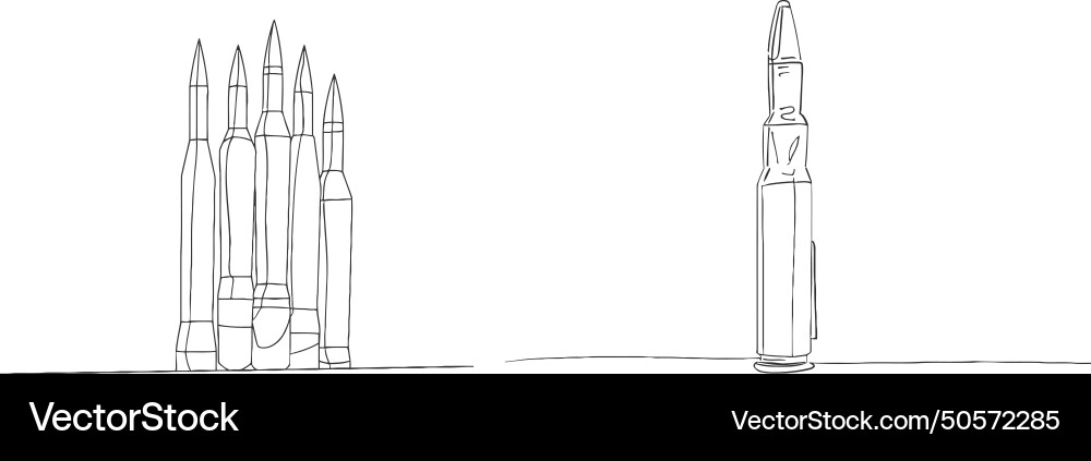 Single continuous line drawing of a bullets Vector Image