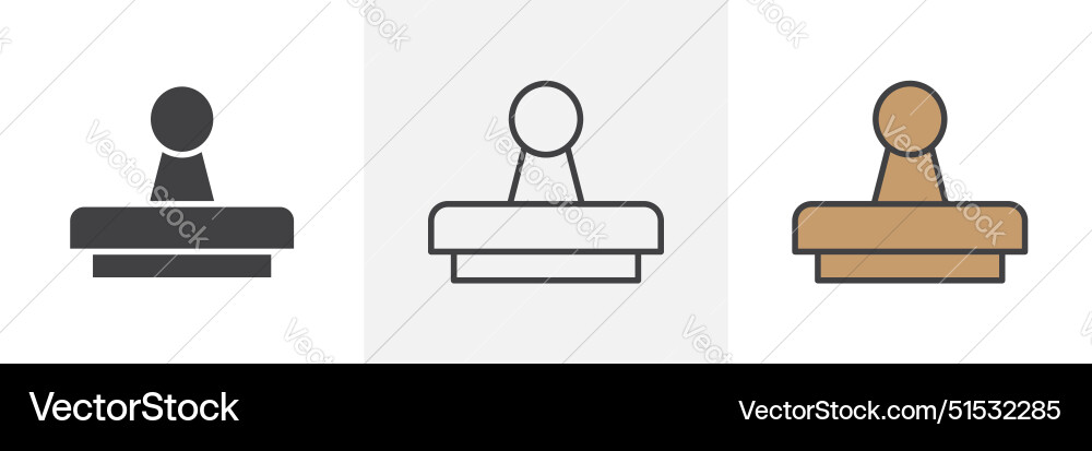 Stamp icon set document rubber seal tool symbol Vector Image