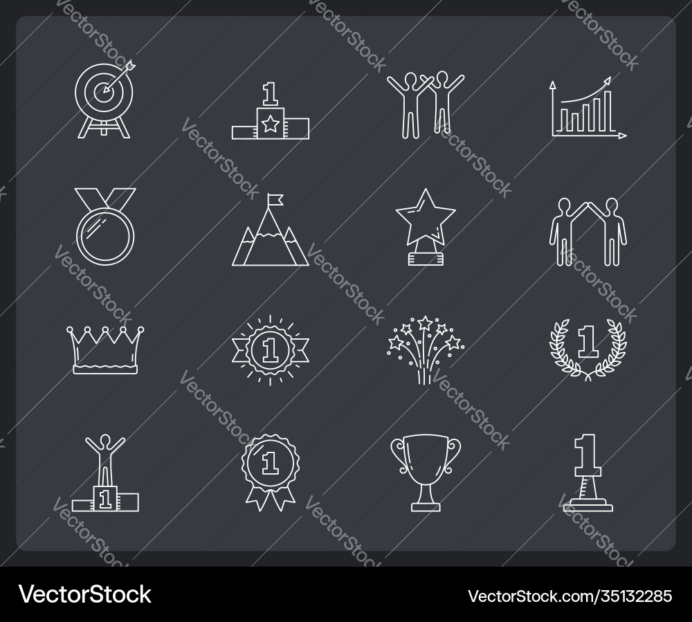 Success line icons Royalty Free Vector Image - VectorStock